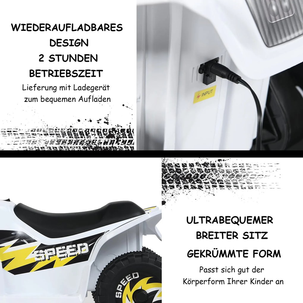 Costway 6 V baterie Quad Mini Quad pro batolata – 73 × 40 × 44,5 cm, bílý