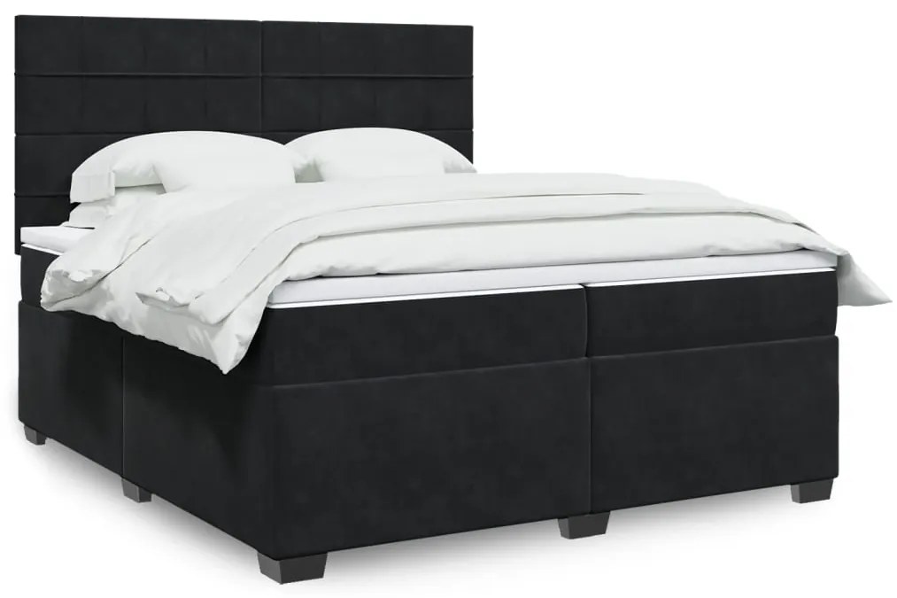 Box spring postel s matrací černá 200x200 cm samet 3293304
