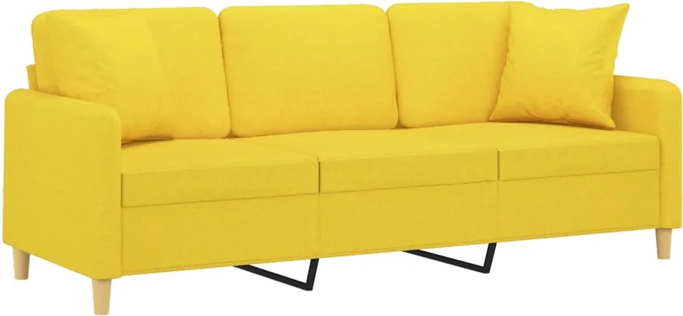 3místná pohovka s polštáři světle žlutá 180 cm textil 3200922