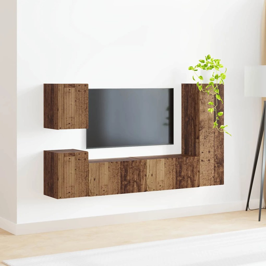 Sestava TV skříněk 4 ks Staré dřevo Kompozitní dřevo 3409031