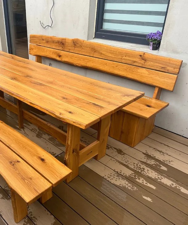 KULHÁNEK Zahradní lavice s úložným prostorem Délka: individuální, Odstín nátěru: lazura - pinia