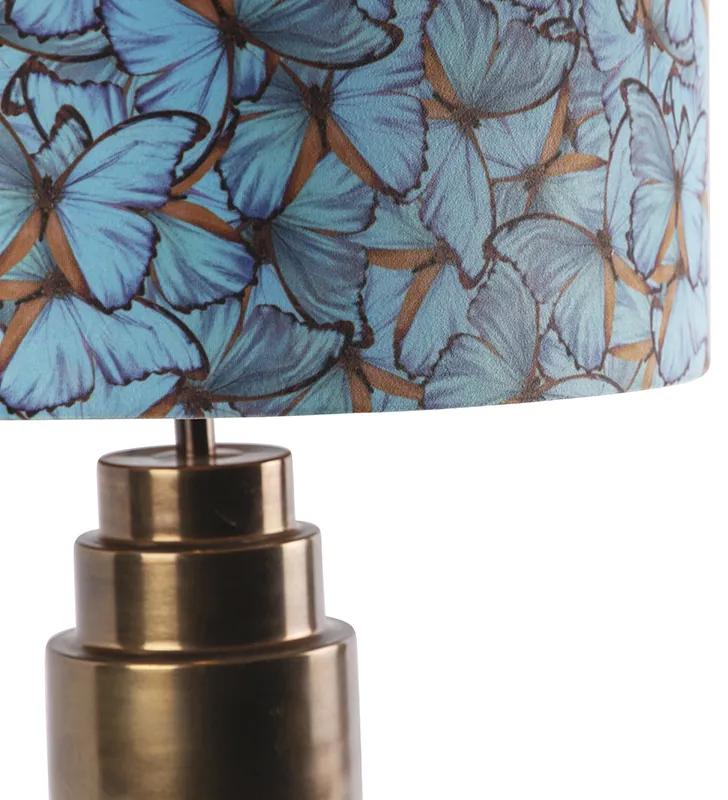 Stolní lampa bronzová se sametovým motýlovým odstínem 50 cm - Bruut