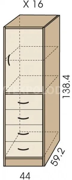 Kombinovaná skříň JIM 5 X 16