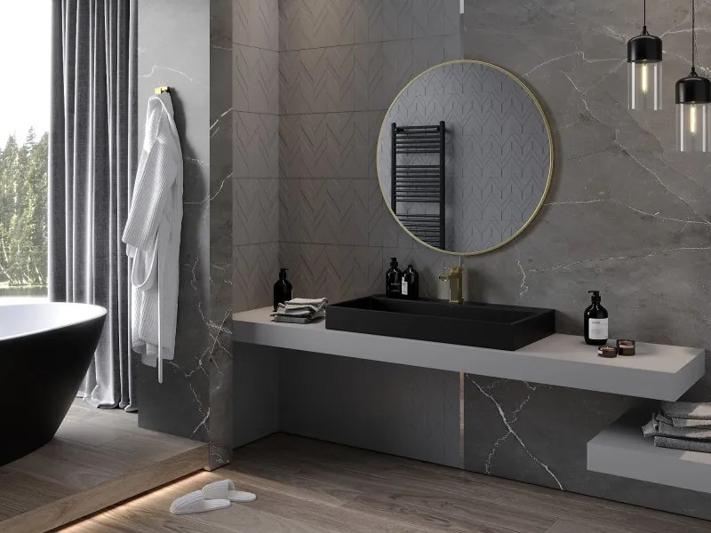 Mexen Loft, kulaté koupelnové zrcadlo 90 cm, barva rámu zlatá lesklá, 9850-090-090-000-50