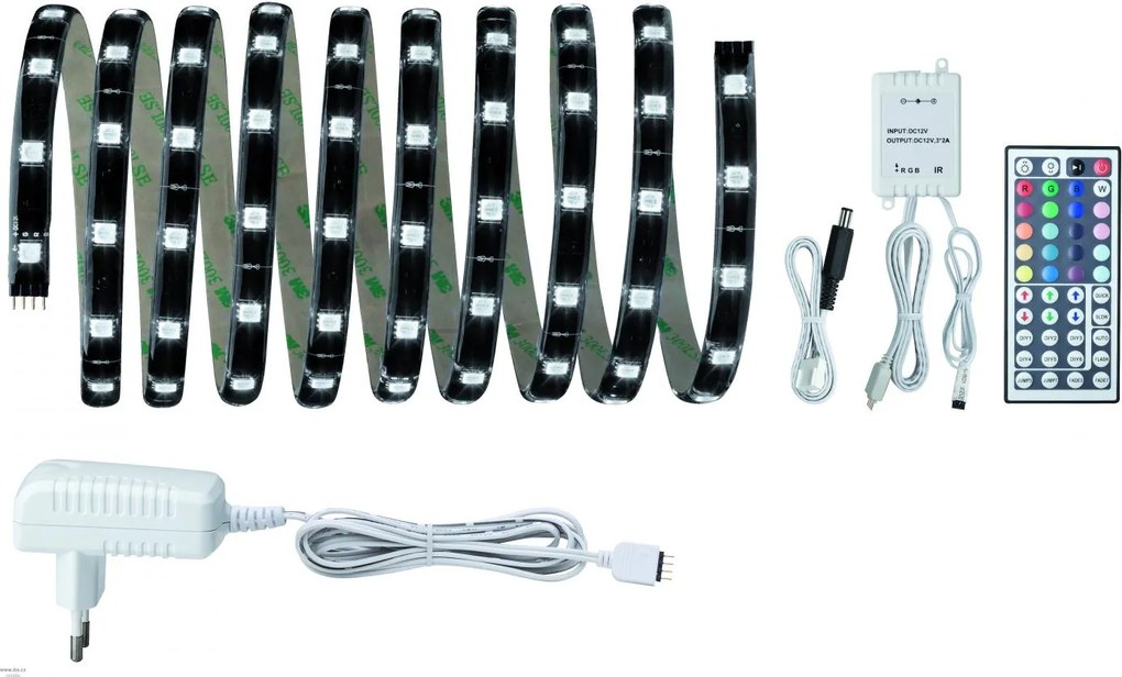 Paulmann 70322 YourLED Basic Set, rozšířitelný set 300cm LED pásky včetně dálkového ovladače, napaječe a kabeláže, 28,8W, RGB