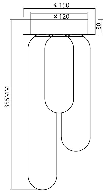 Stropní svítidlo Pax, 3x medové skleněné stínítko, g, o