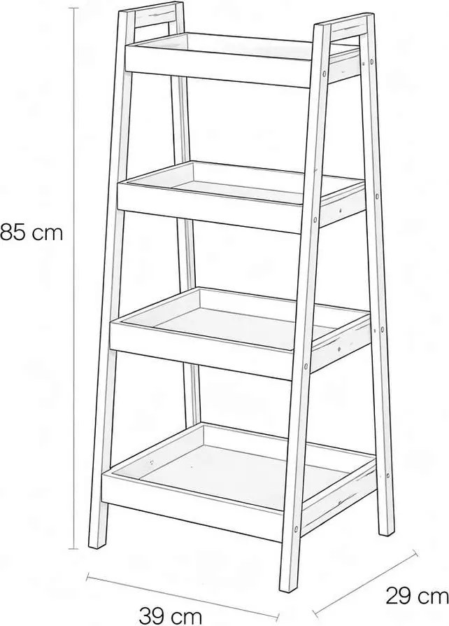 Regál Cotia, přírodní dřevo / bílá