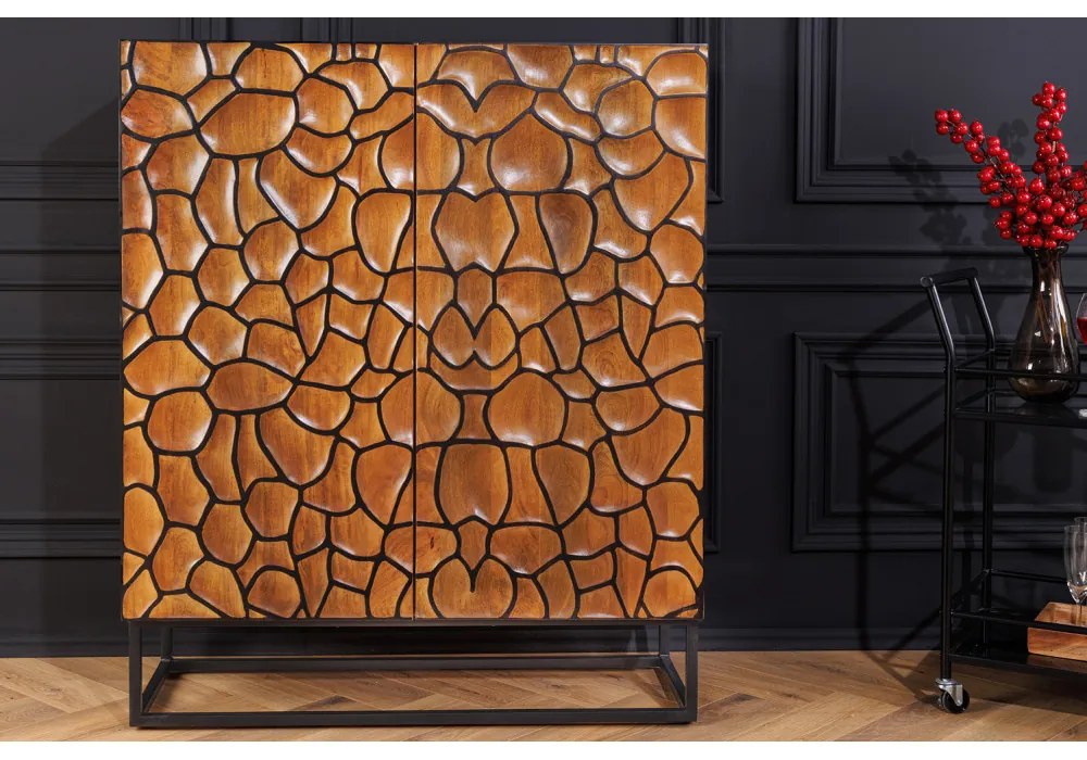 Massive home | Vysoká komoda Vulcano 120cm Mosaik hnědá / černá