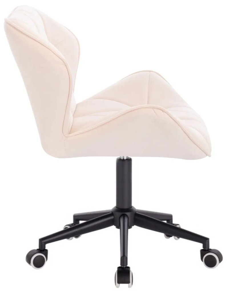 LuxuryForm DESIGN Otočná židle MILANO VELUR na černé podstavě s kolečky - krémová