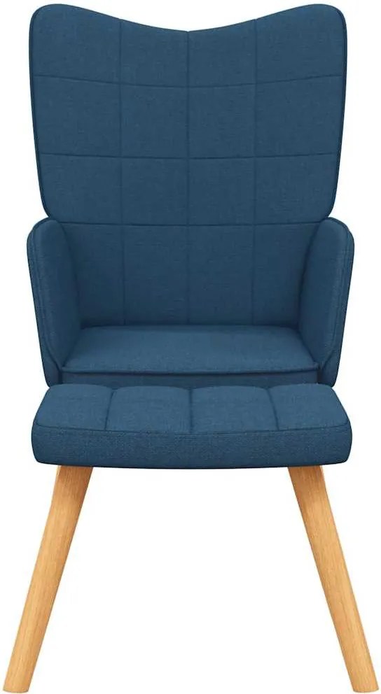 Relaxační křeslo se stoličkou modré textil 327934