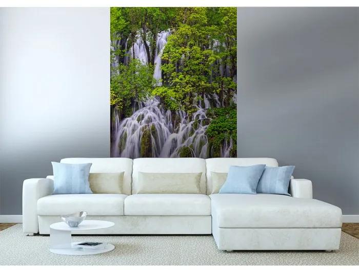 DIMEX | Vliesová fototapeta na zeď Plitvická jezera MS-2-0078  | 150 x 250 cm | zelená, bílá, hnědá