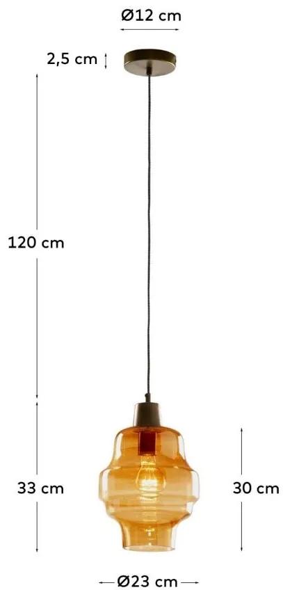Žlutá skleněná závěsná lampa Kave Home Covell 23 cm