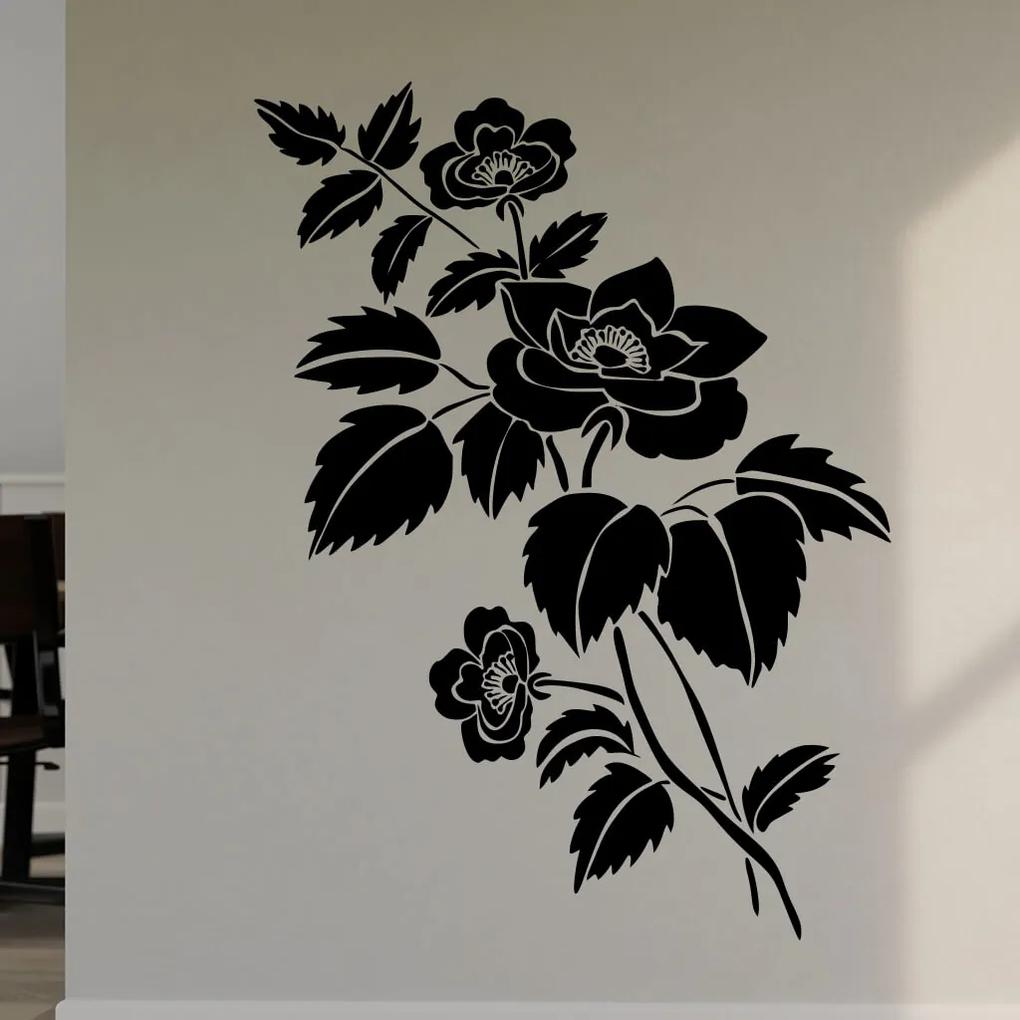 Živá Zeď Samolepka na zeď Květina Barva: černá