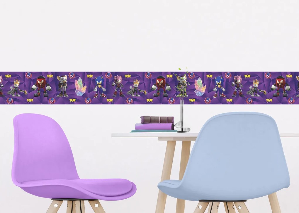 Dětská samolepící bordura na zeď Sonic Prime | 5 m x 13.8 cm | DWBD8039