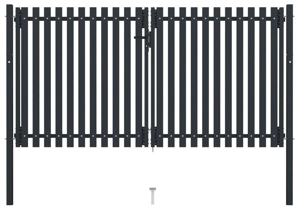 Dvoukřídlé plotové brány s ocelovými dveřmi 300 x 150 cm antracitové 146353