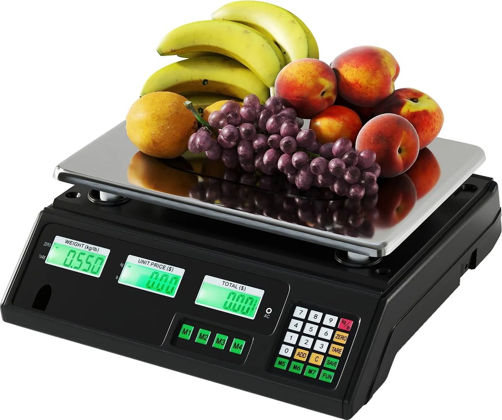 Costway 40 kg Digitální obchodní váhy Potravinové váhy s kalkulací ceny vyrobené