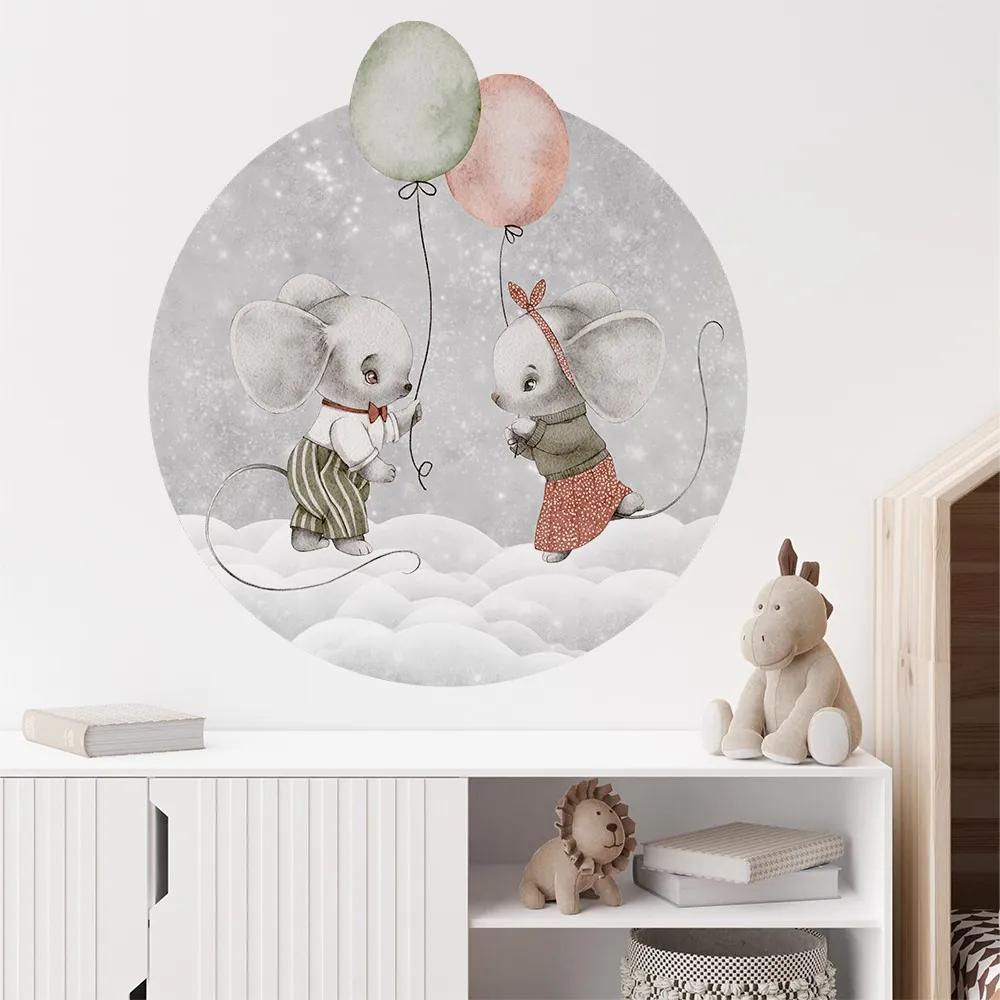 Gario Dětská nálepka na zeď Dreamland - myšky s balony Rozměry: 78 x 70 cm