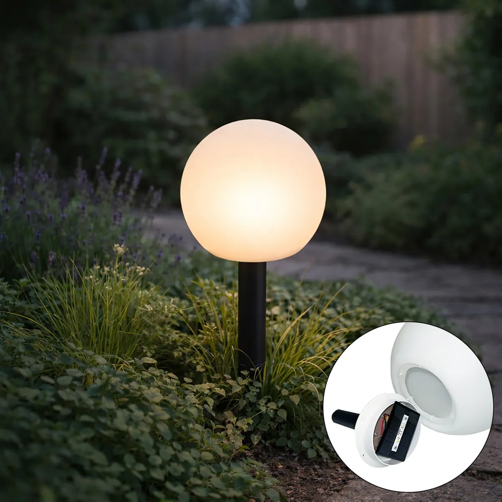 Venkovní lampa bílá 20 cm vč. LED IP44 solární RGBW - Ludger