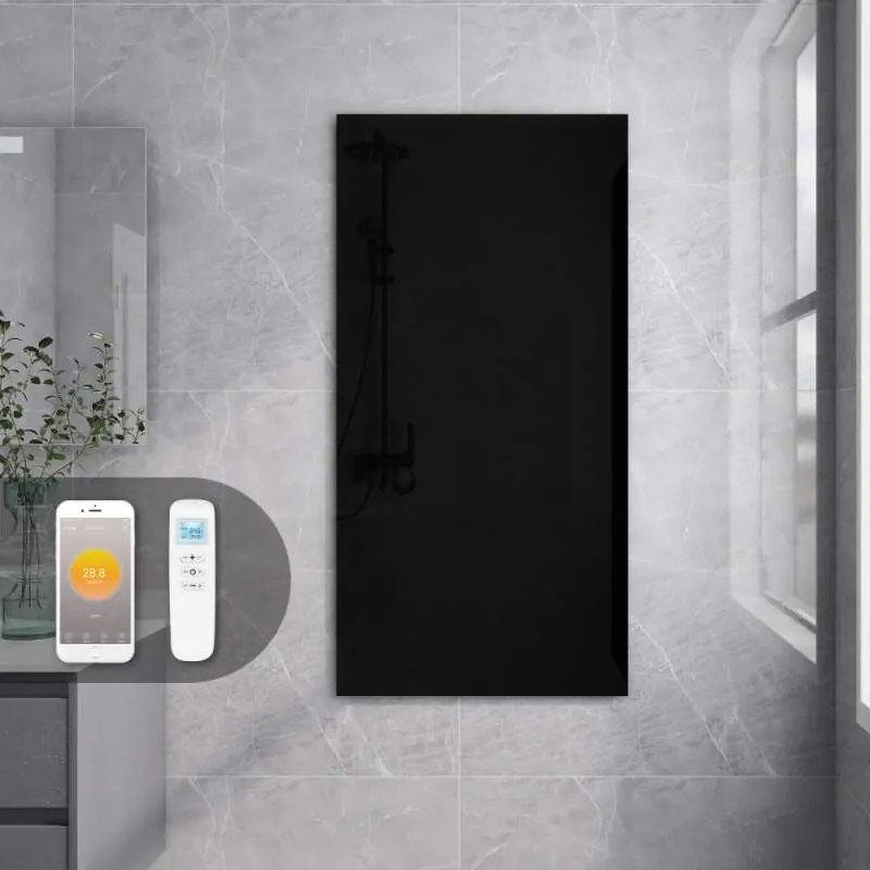 Černý skleněný infrapanel ByeCold 700 W, 120 × 60 cm