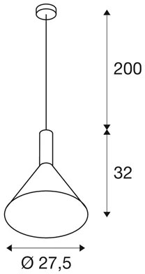 SLV Phelia 275, kónické závěsné svítidlo 1xE27, černá/zlatá, průměr 27,5cm