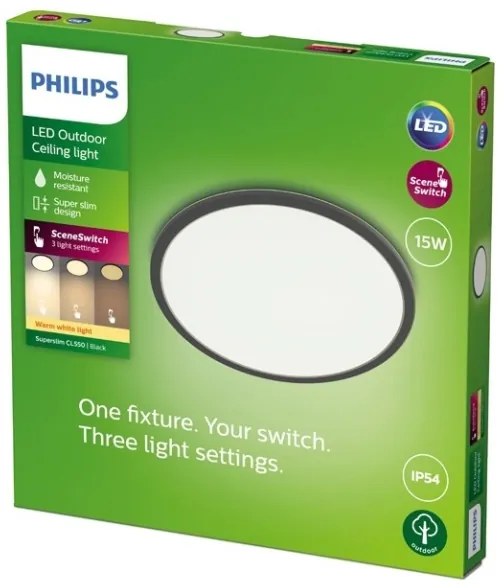 Philips - LED Stmívatelné venkovní svítidlo SUPERSLIM LED/15W/230V IP54 černá