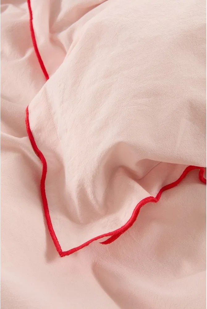 Červené/světle růžové povlečení na dvoulůžko/prodloužené z bavlněného perkálu 200x220 cm Pivot – Jotex