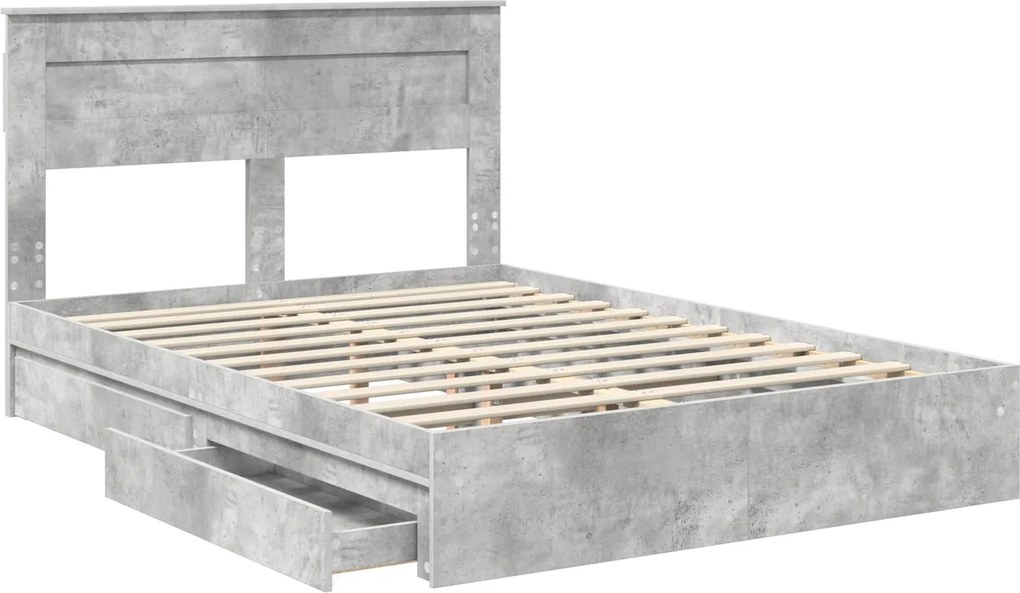 Postel s úložným prostorem s čelo Betonově šedá 150 x 200 cm 3409905