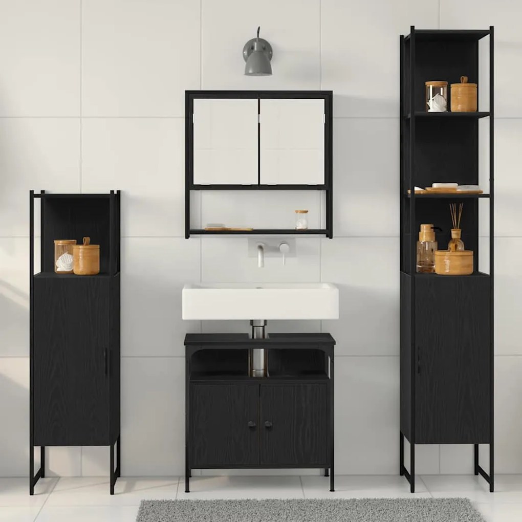 Sada koupelnového nábytku 4 ks Černý dub 33 x 33 x 185,5 cm 3334408