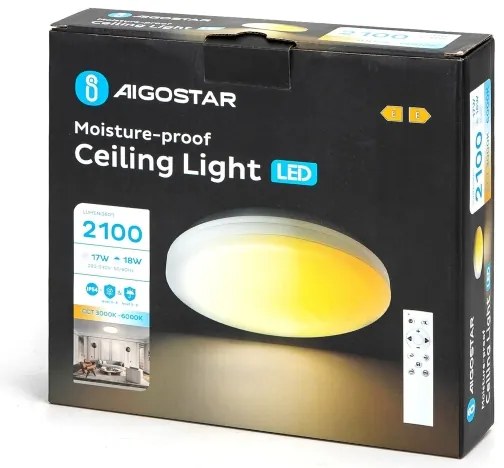 Aigostar - LED Koupelnové stropní svítidlo LED/18W/230V 3000-6000K IP54 + DO