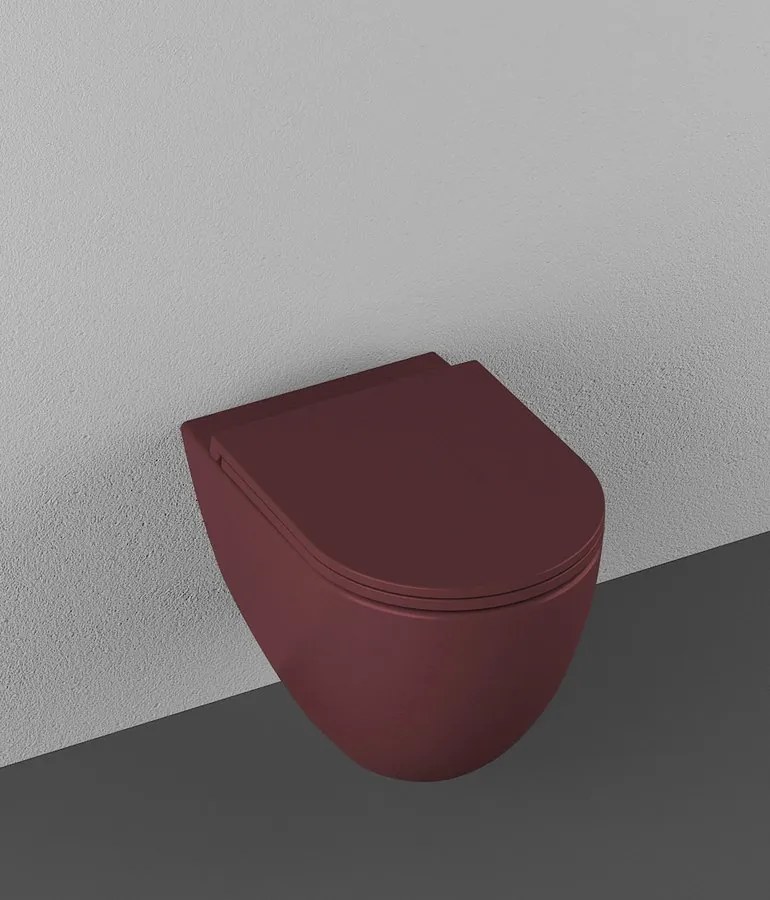 Isvea Isvea, INFINITY závěsná WC mísa, Rimless, 36,5x53cm, Matná maroon Red, 10NF02005-2R