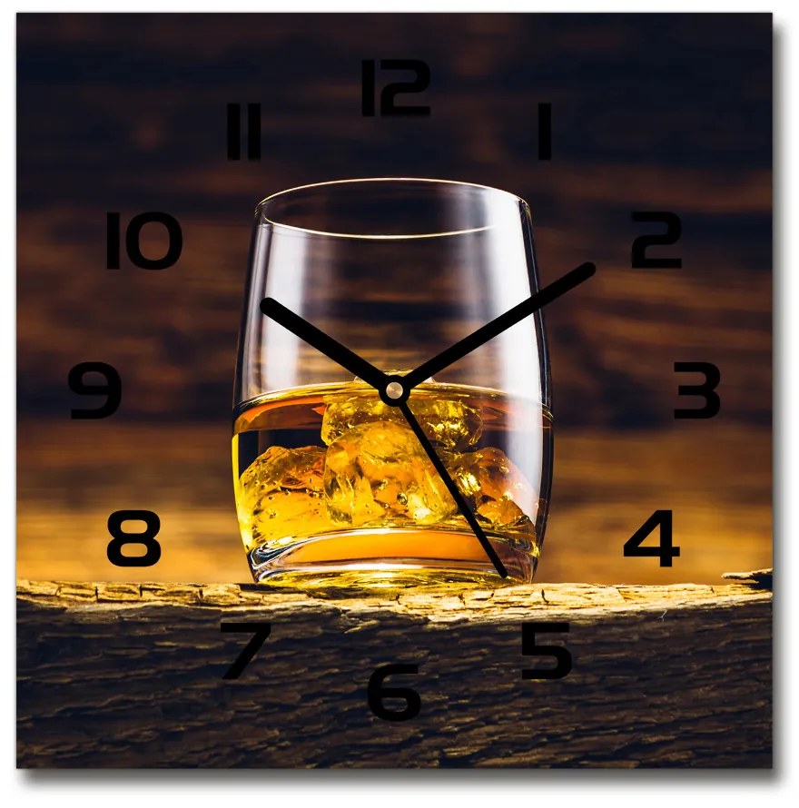 Wallmuralia Skleněné hodiny na stěnu Bourbon ve sklenici 30x30 cm