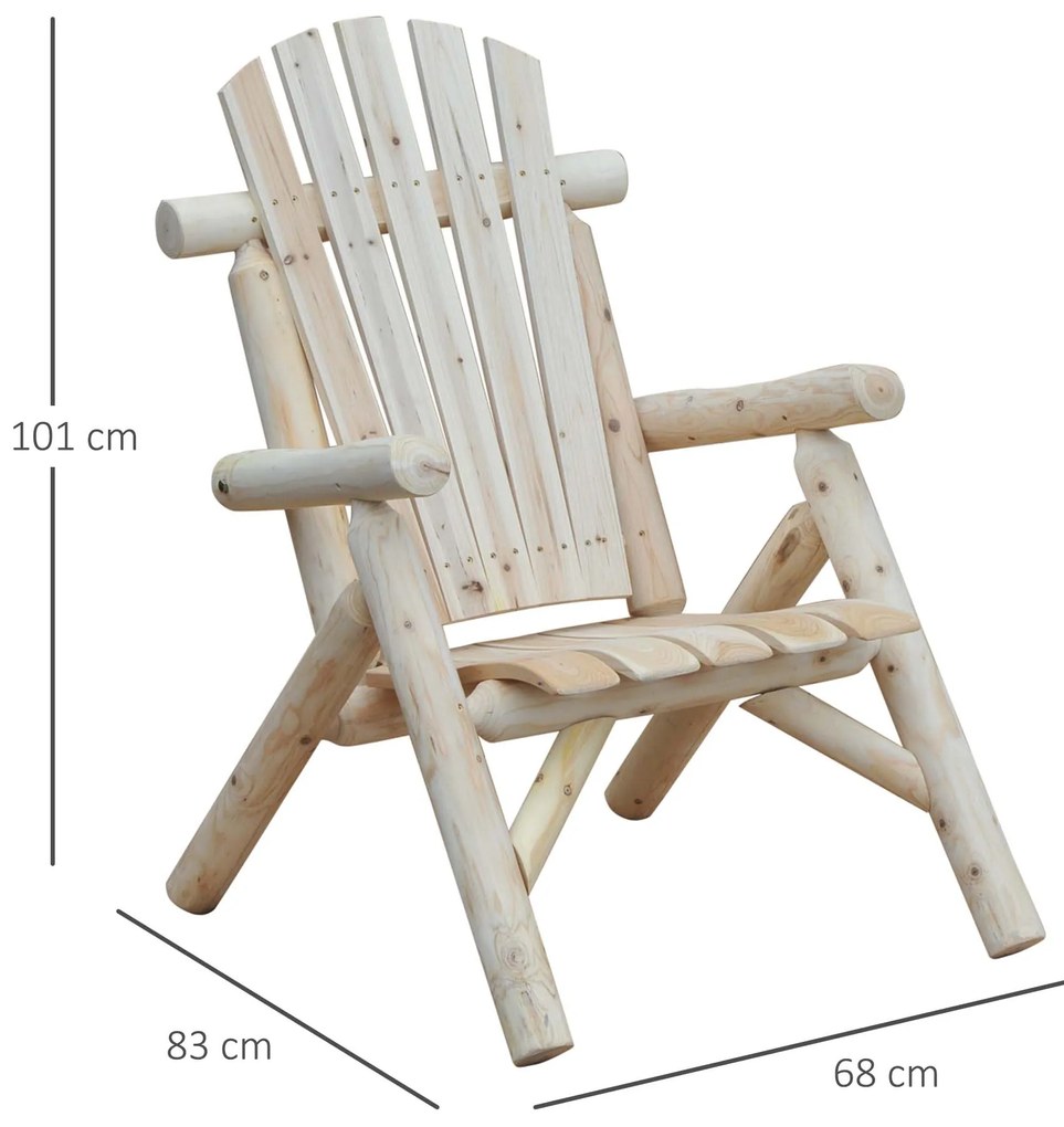 Outsunny Adirondack zahradní židle zahradní křeslo dřevěná židle s vysokým opěradlem a područkami jedlové dřevo přírodní 83 x 68 x 101 cm | Aosom