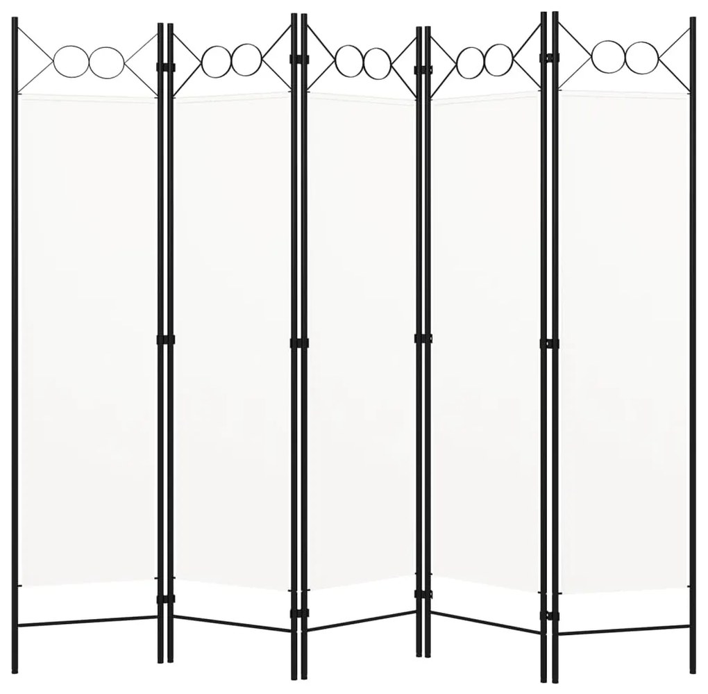 5dílný skládací paraván bílý 200 x 180 cm