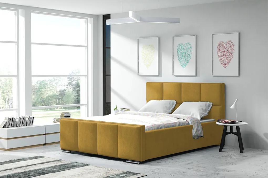 Eka Čalouněná postel Passion - Kronos 90x200 cm Barva látky: Smaragdová (19), Úložný prostor: S dřevěným rámem úložného prostoru