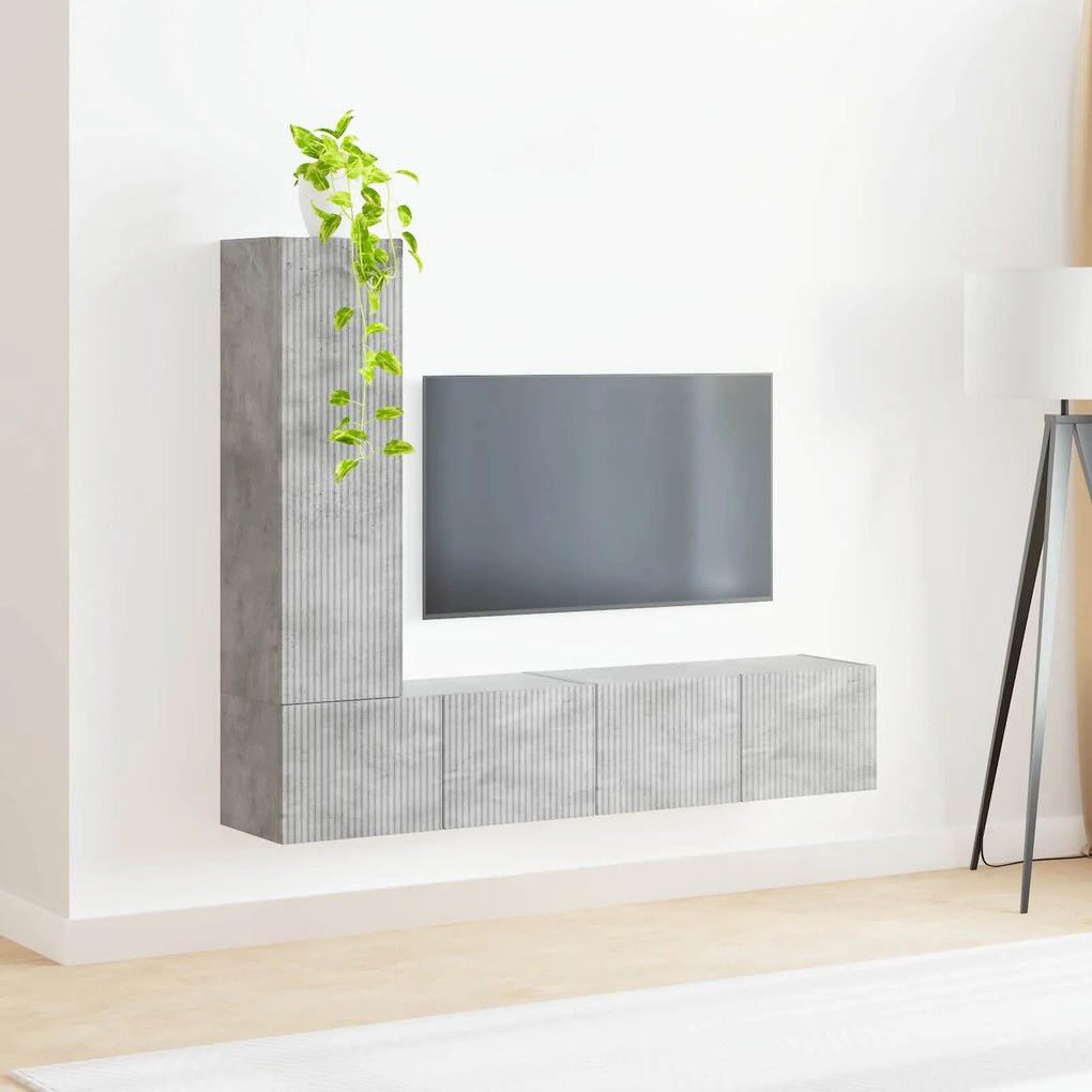 Sestava TV skříněk 3 ks Betonově šedá Kompozitní dřevo 3408991