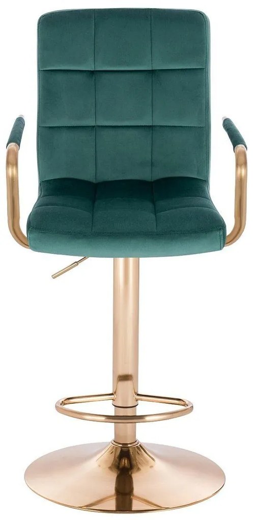 LuxuryForm DESIGN Barová židle VERONA GOLD VELUR na zlaté kulaté podstavě - zelená