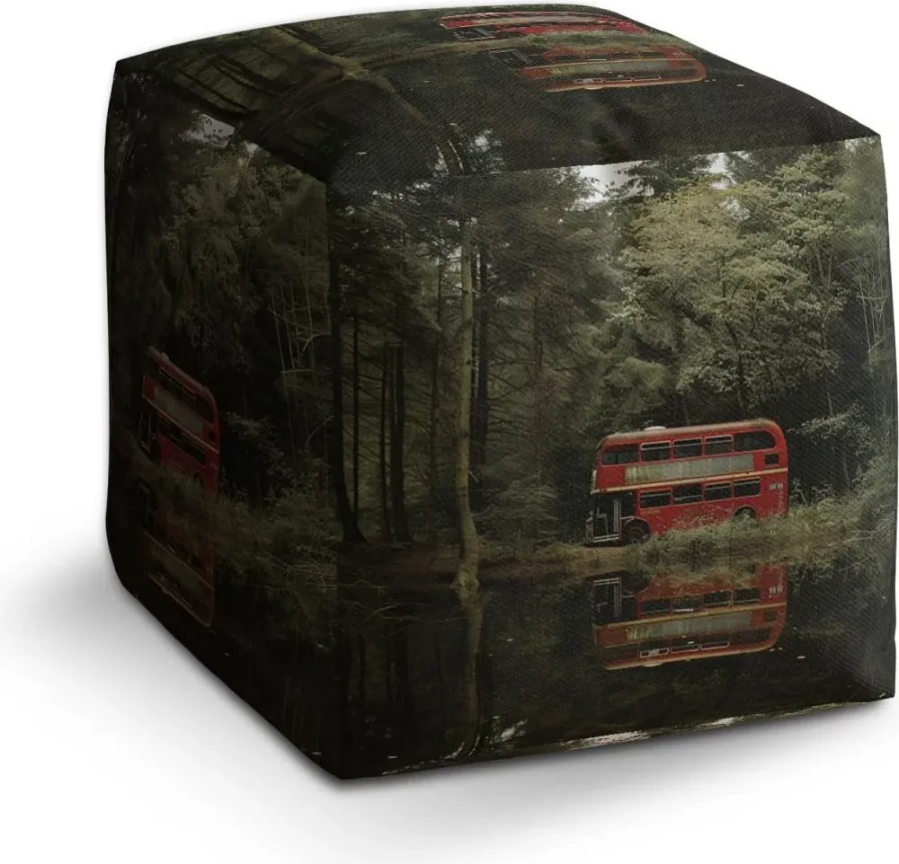Sablio Taburet Cube Červený patrový autobus - 60x60x60 cm