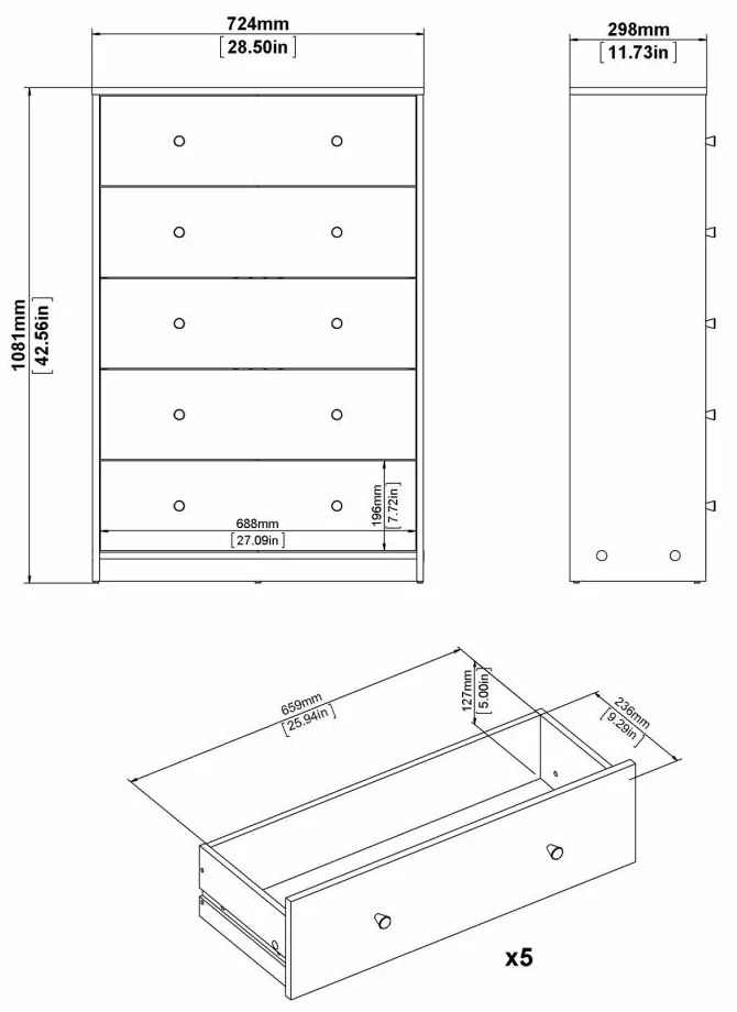FALCO Komoda Myra 329 Odstín: Bílá
