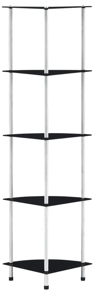 5patrová police černá 30 × 30 × 130 cm tvrzené sklo 249521