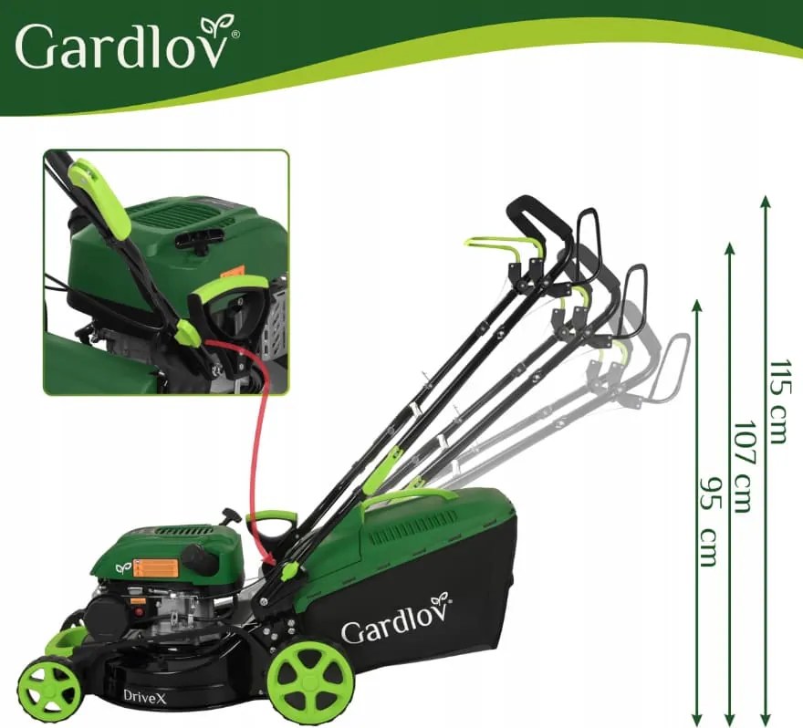 Benzínová sekačka na trávu s pohonem GARDLOV DriveX - 149 cm³, koš 50 l