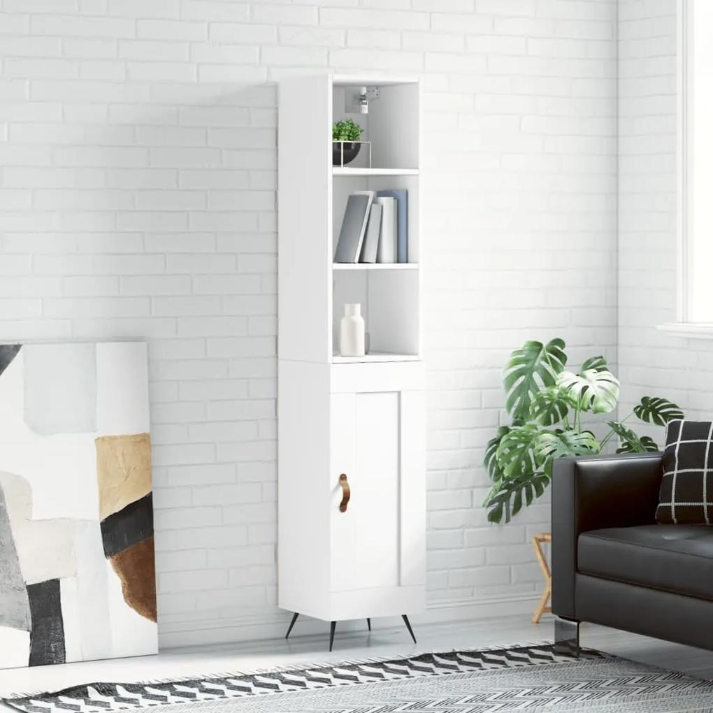 vidaXL Skříň highboard 34,5 x 34 x 180 cm kompozitní dřevo [3190053] Barva: bílá s vysokým leskem