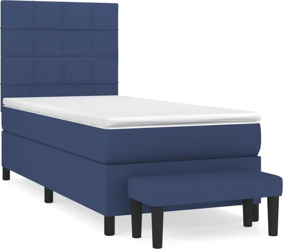 Box spring postel s matrací modrá 90x190 cm textil 3136563