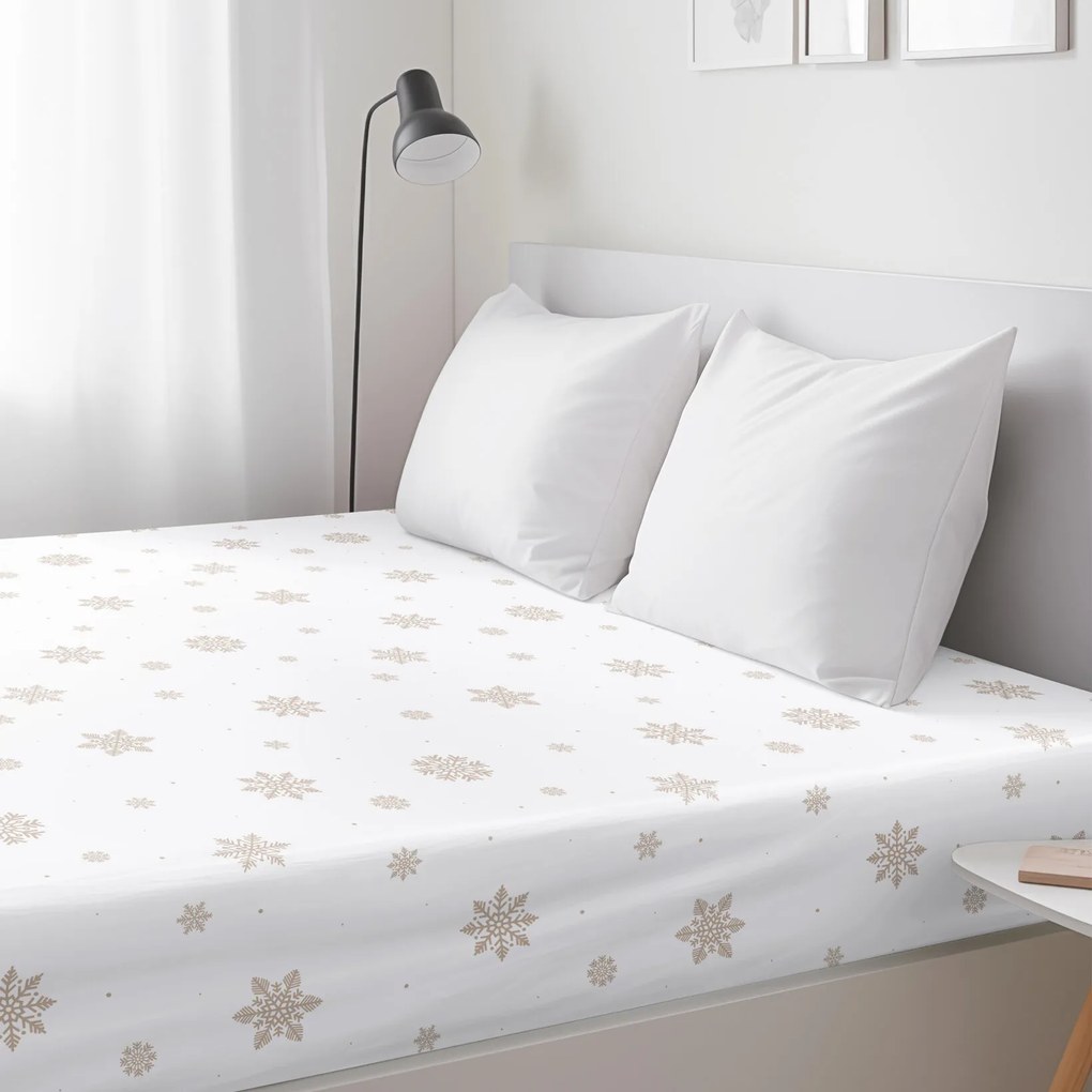 Goldea vánoční bavlněné napínací prostěradlo - sněhové vločky na bílé 200 x 200 cm