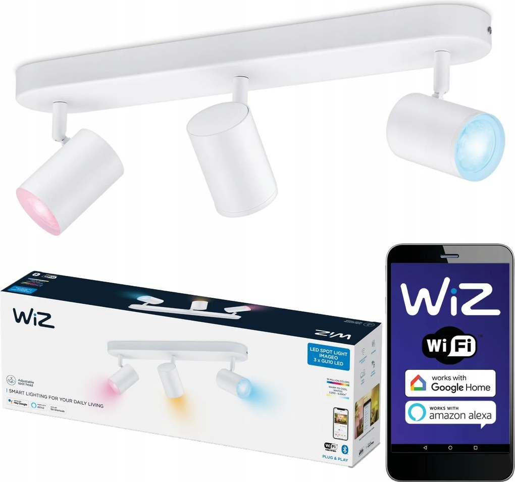 stropní svítidlo Led Reflektor Spot 3x 5W Bílá Rgb Smart WiFi WiZ