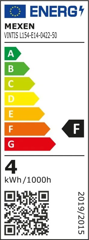 Mexen Vintis, LED filamentová žárovka E14, C35, 4 W, teplá bílá 2200K, jantarová, L154-E14-0422-50