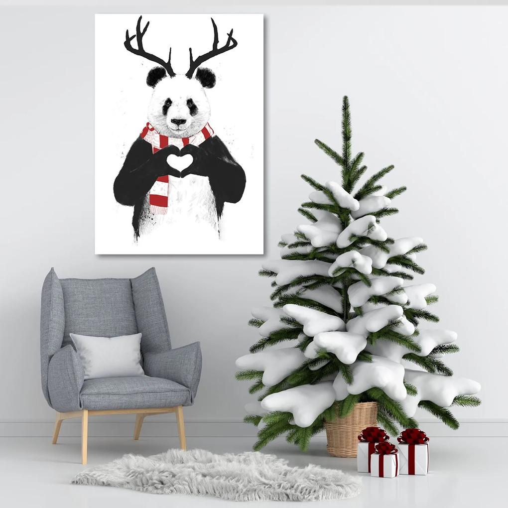 Gario Obraz na plátně Panda s rohy ve vánoční šále - Rykker Rozměry: 40 x 60 cm