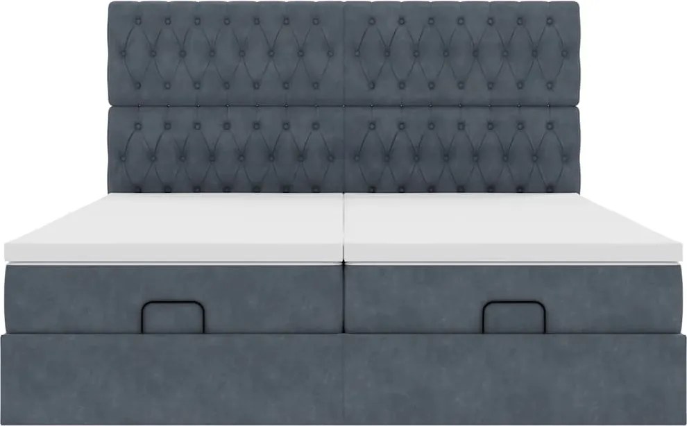 Osmanský rám postele s matracíes tmavě šedá 160x200cm samet 3313785