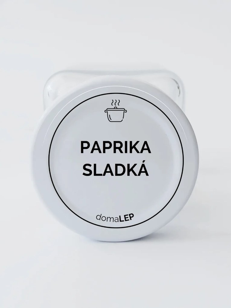 Samolepka na kořenky PAPRIKA UZENÁ průhledná 5 cm tučné písmo