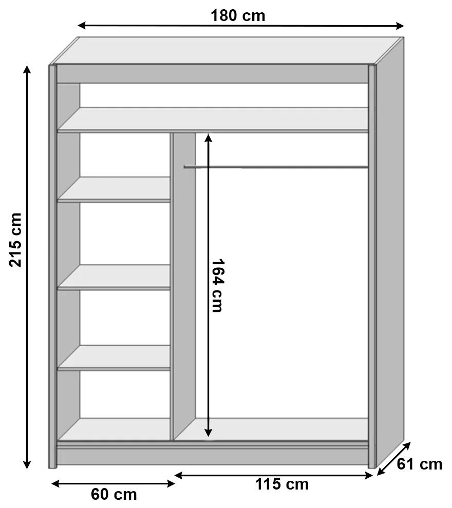 Skříň s posuvnými dveřmi, bílá, 180x215, LOW