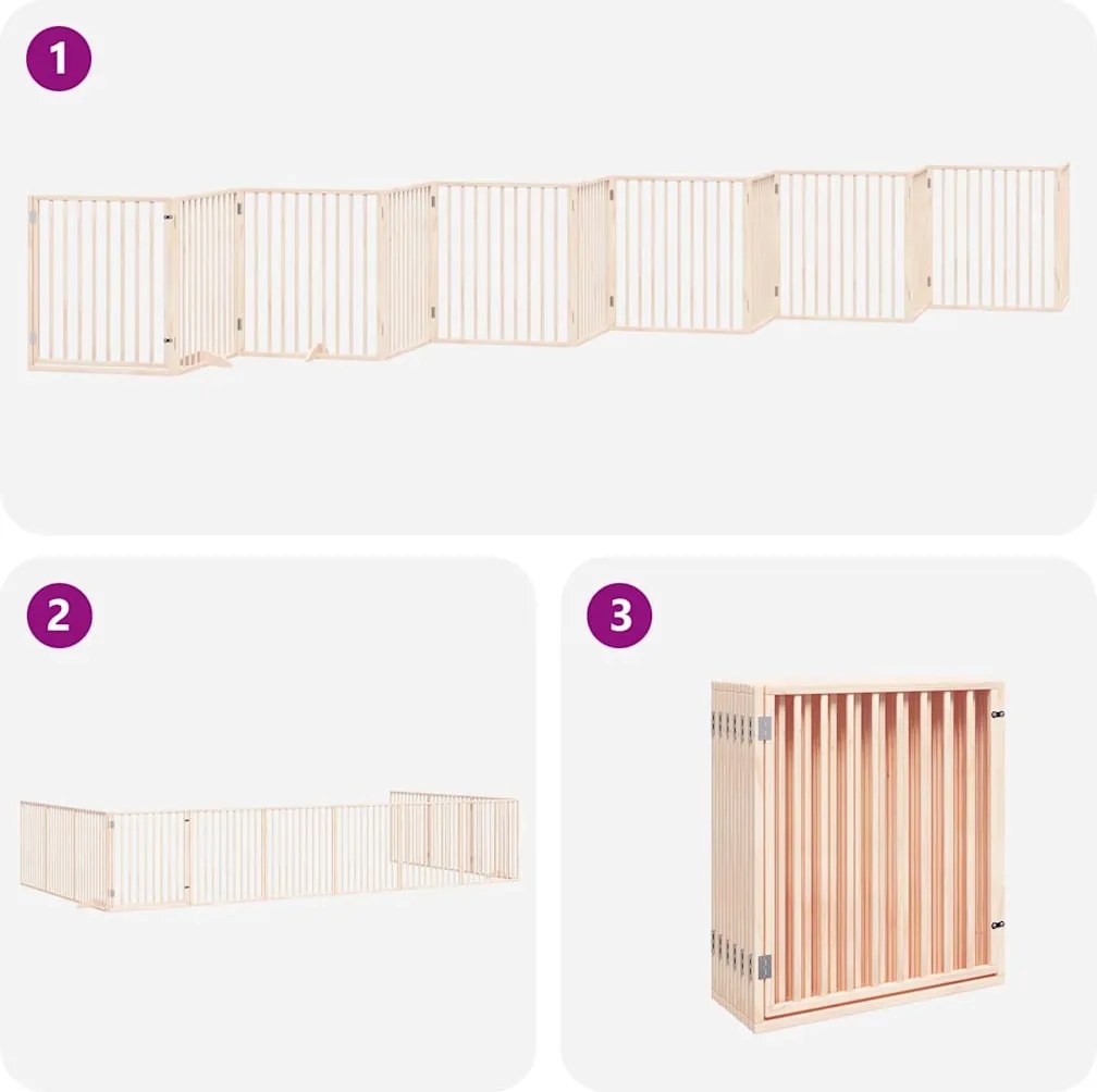 Zábrana pro psy s dvířky skládací 12 panelů 960 cm topol 3155560